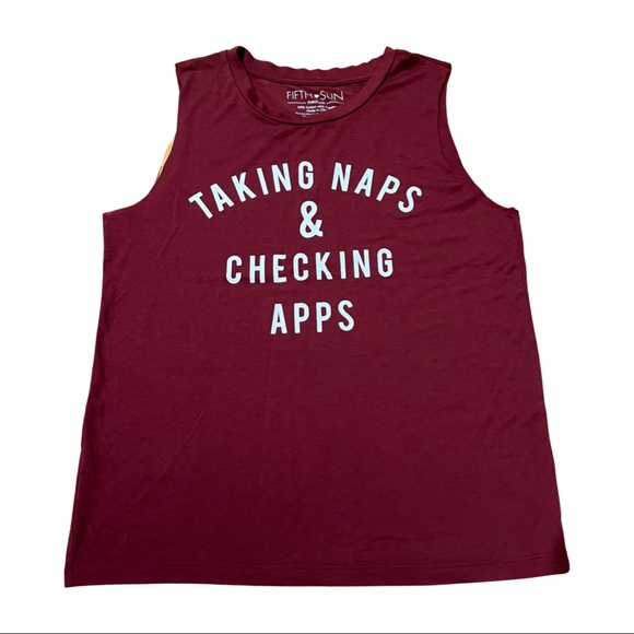 Fifth Sun | Tops | Taking Naps And Checking Apps Maroon Tanktop | Poshmark